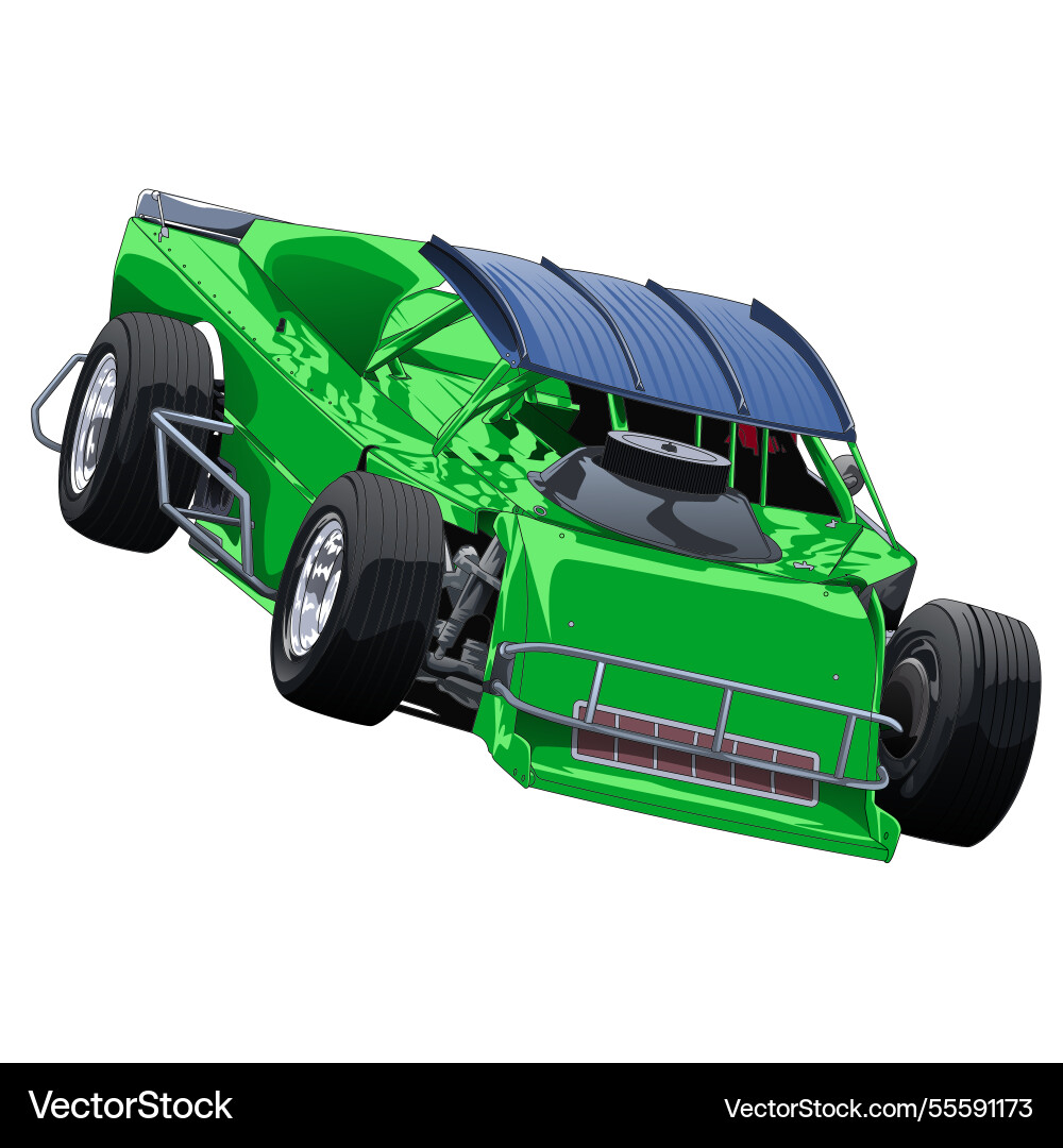 Green drag racing car with grey strip Royalty Free Vector