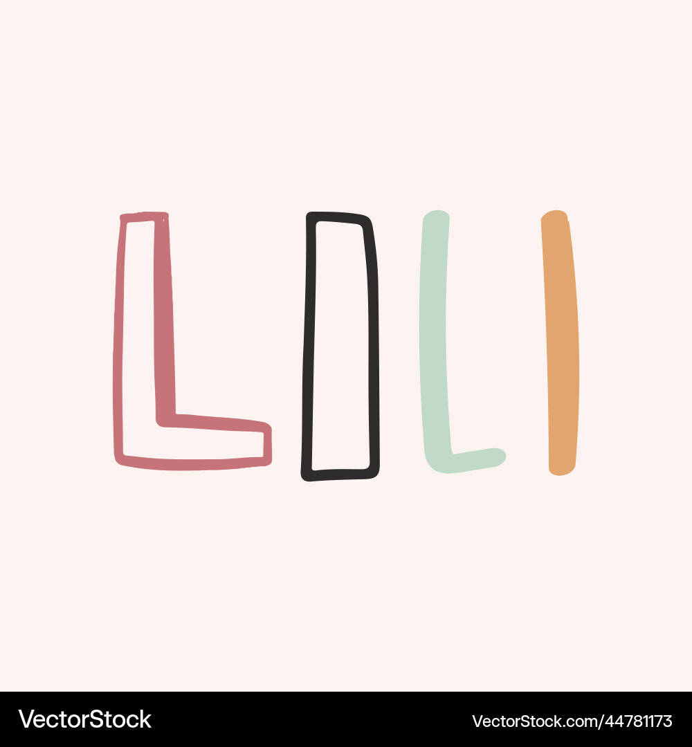 Letter l doodle typography font set Royalty Free Vector