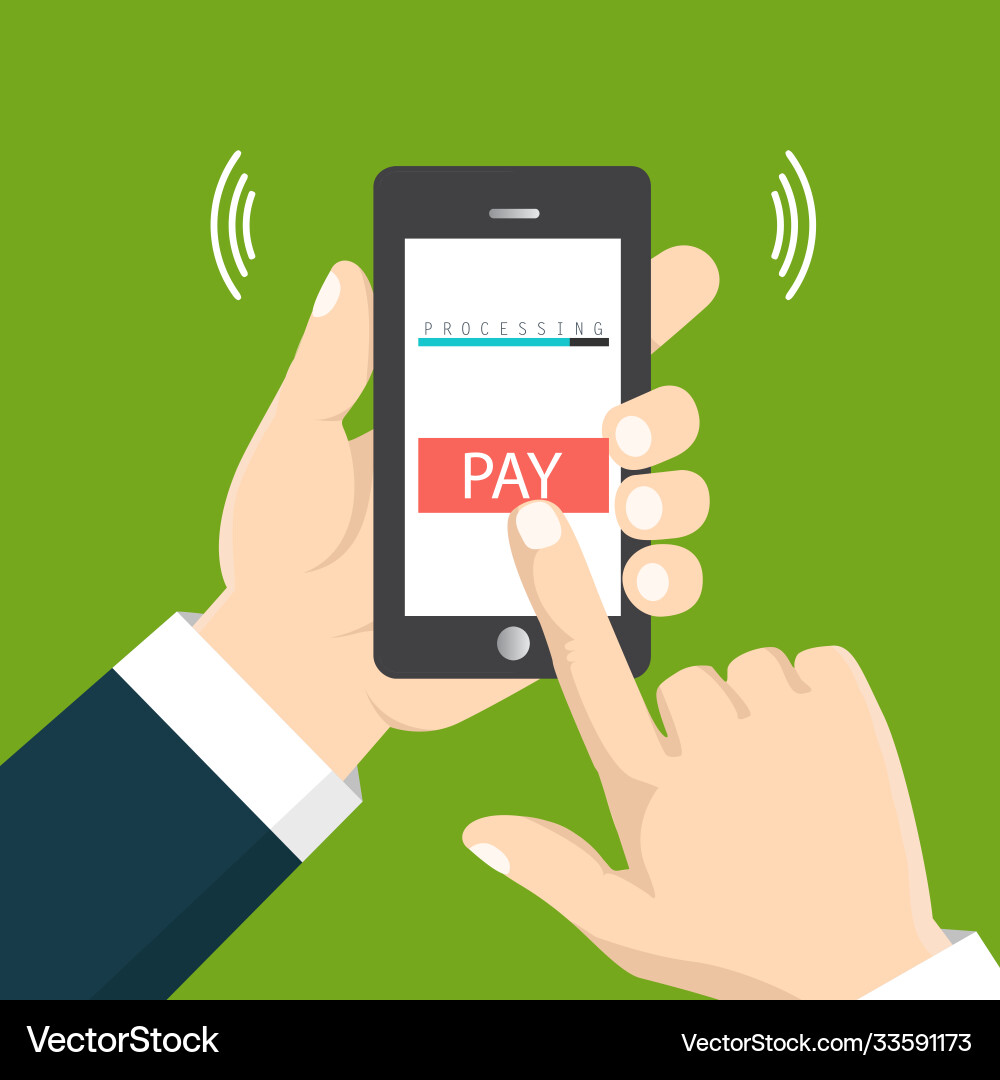 Mobile payment concept hand holding a phone Vector Image