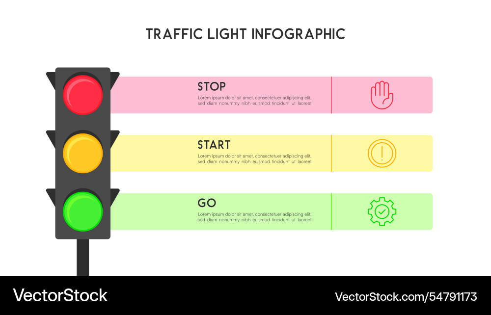 Traffic light infographic with highlighted color Vector Image
