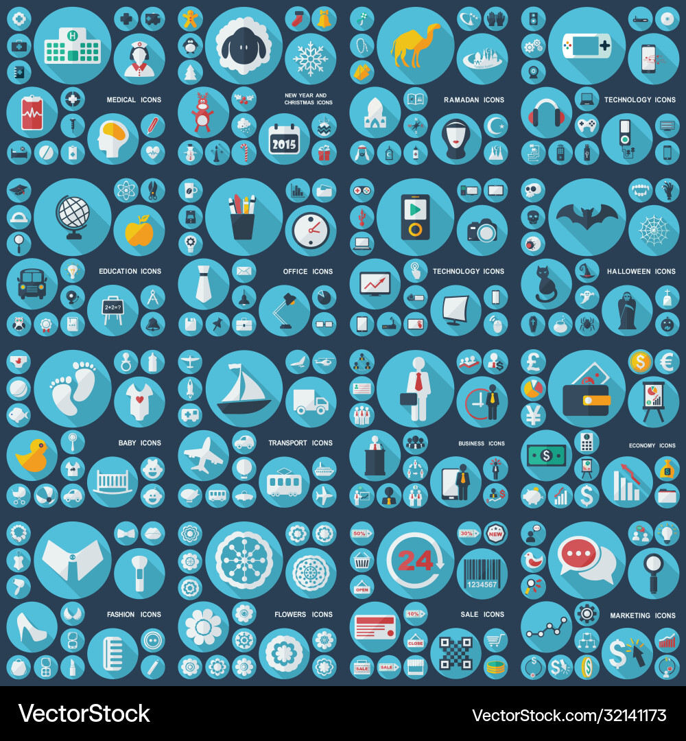 Unique and individual collection icons themes Vector Image