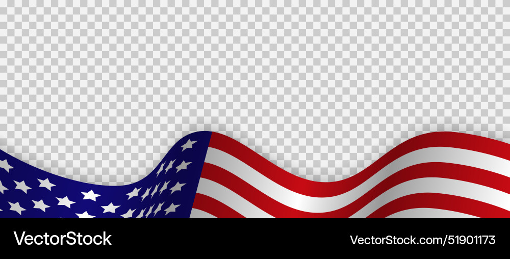 Wavy american flag on a transparent background Vector Image