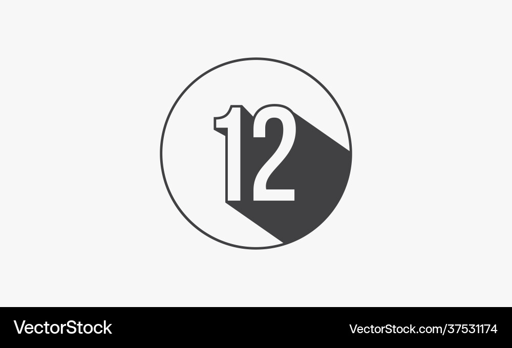 12 number circle line design flat Royalty Free Vector Image