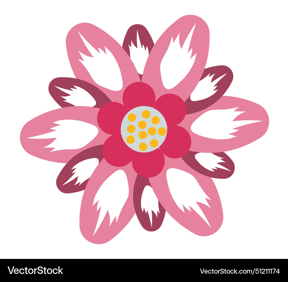 Abstract flower head in flat design pink and red Vector Image