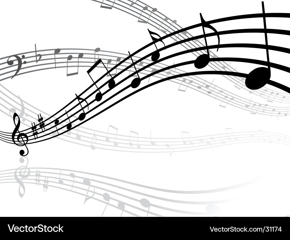 Abstract musical lines with notes Royalty Free Vector Image