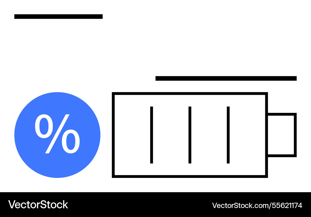 Battery charging level indicator with percentage Vector Image