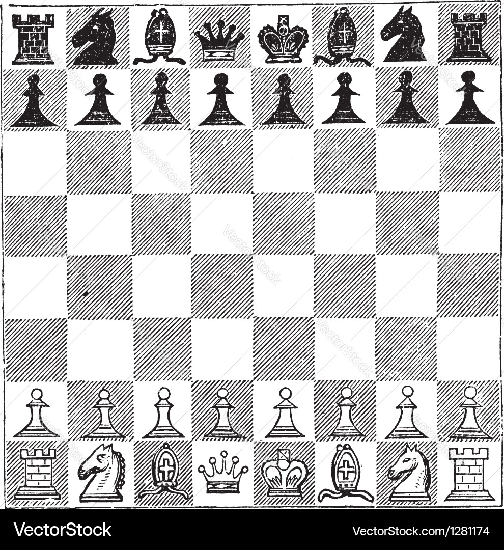 Chess vintage engraving Royalty Free Vector Image