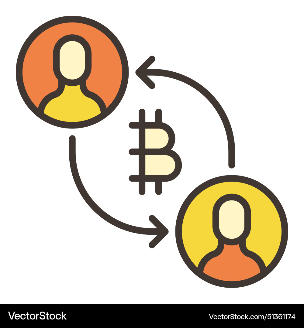 P2p cryptocurrency exchange bitcoin trading Vector Image