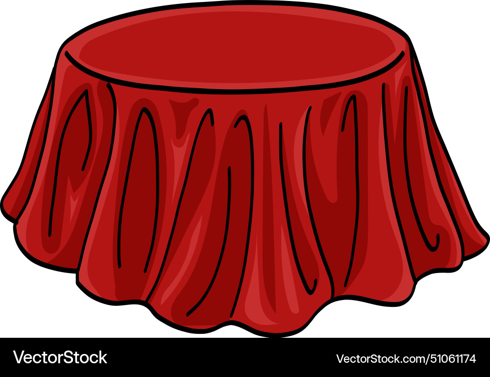 Round table with red tablecloth drawing Royalty Free Vector