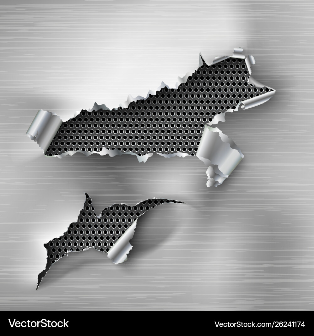 Torn ripped steel template sides Royalty Free Vector Image