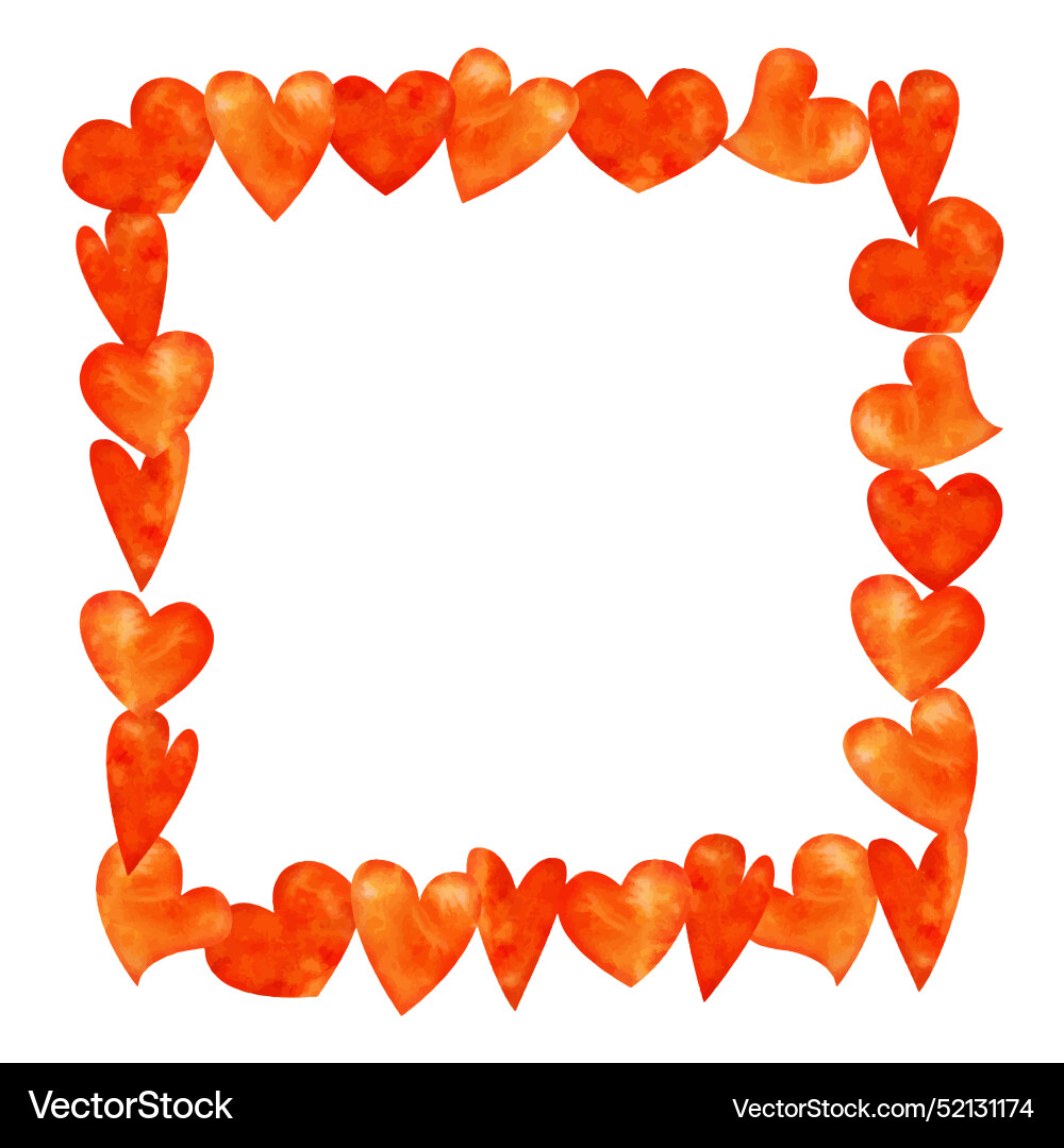 Watercolor hand drawn square frame of red Vector Image