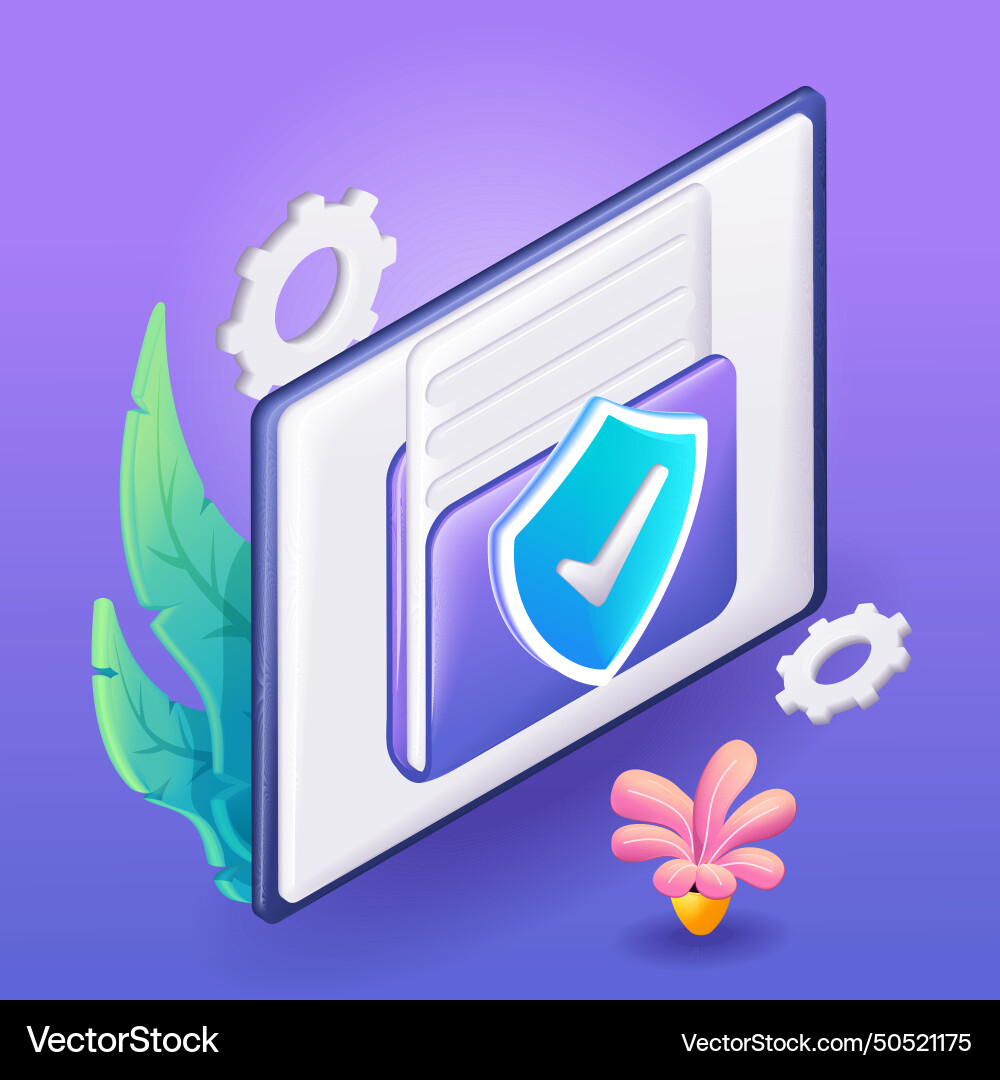 3d isometric cartoon secure Royalty Free Vector Image