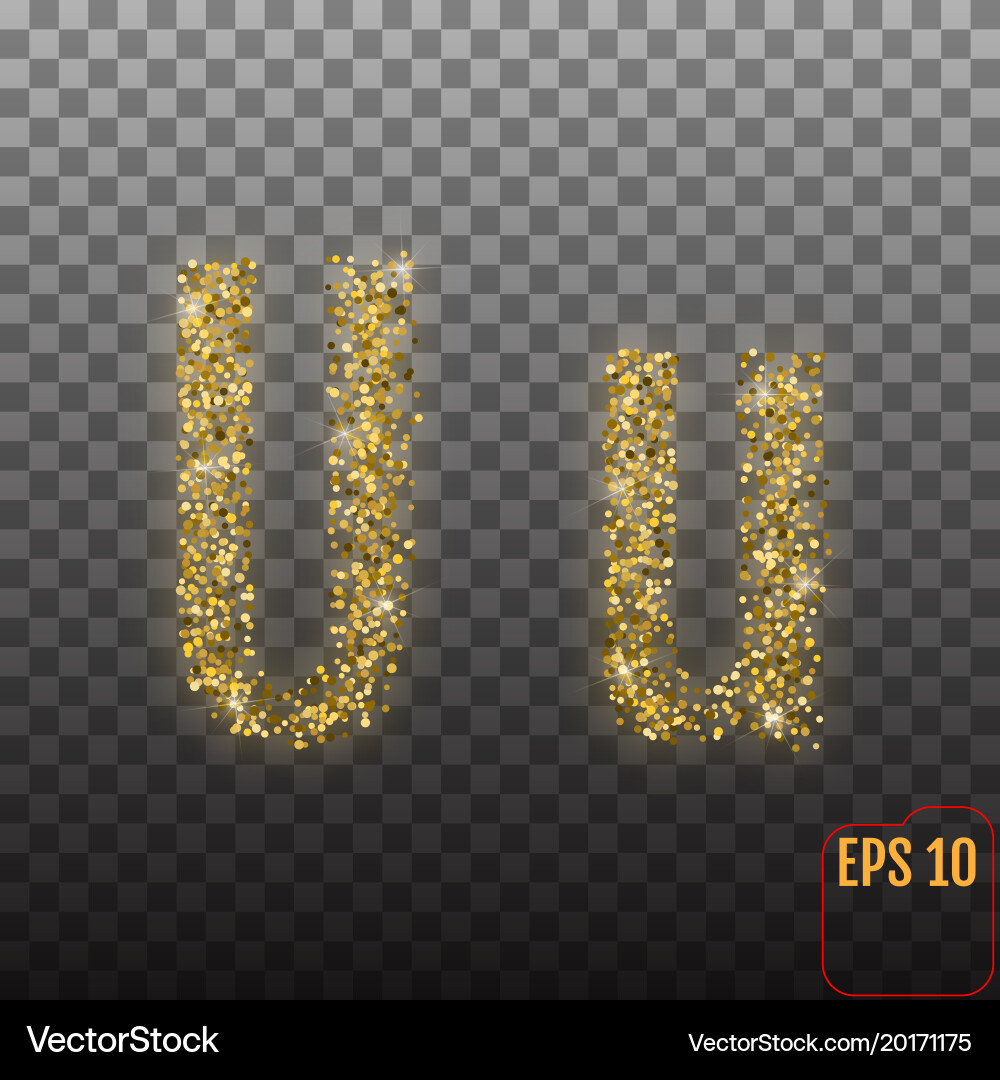 Alphabet gold letter u on transparent background Vector Image