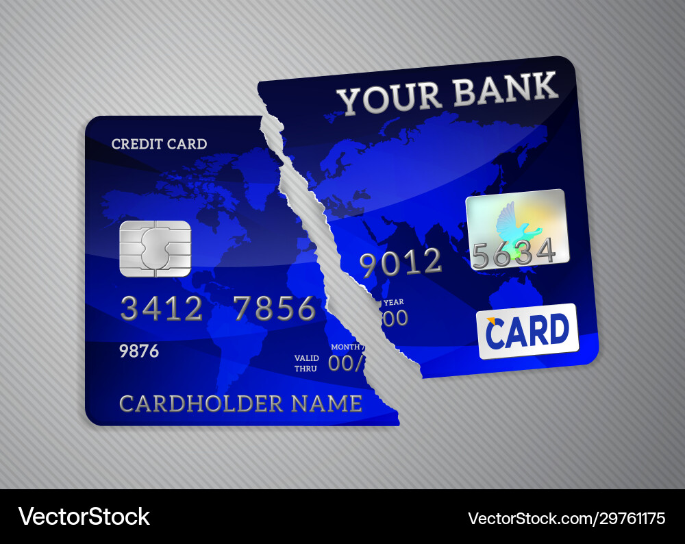 Broken credit card invalid expired isolated Vector Image