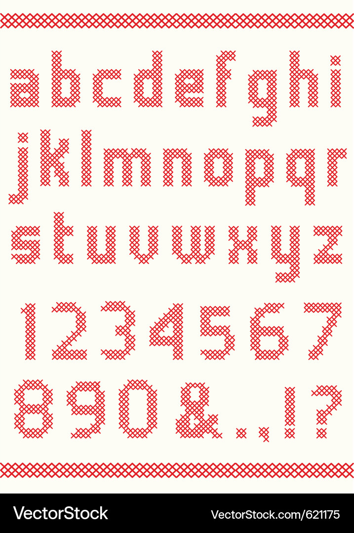 Cross Stitch Alphabet Chart Royalty Free Vector Image