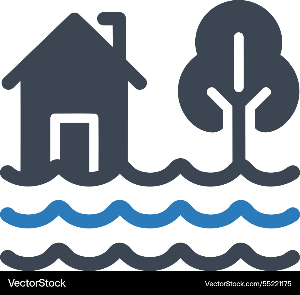 Flood impact icon Royalty Free Vector Image - VectorStock