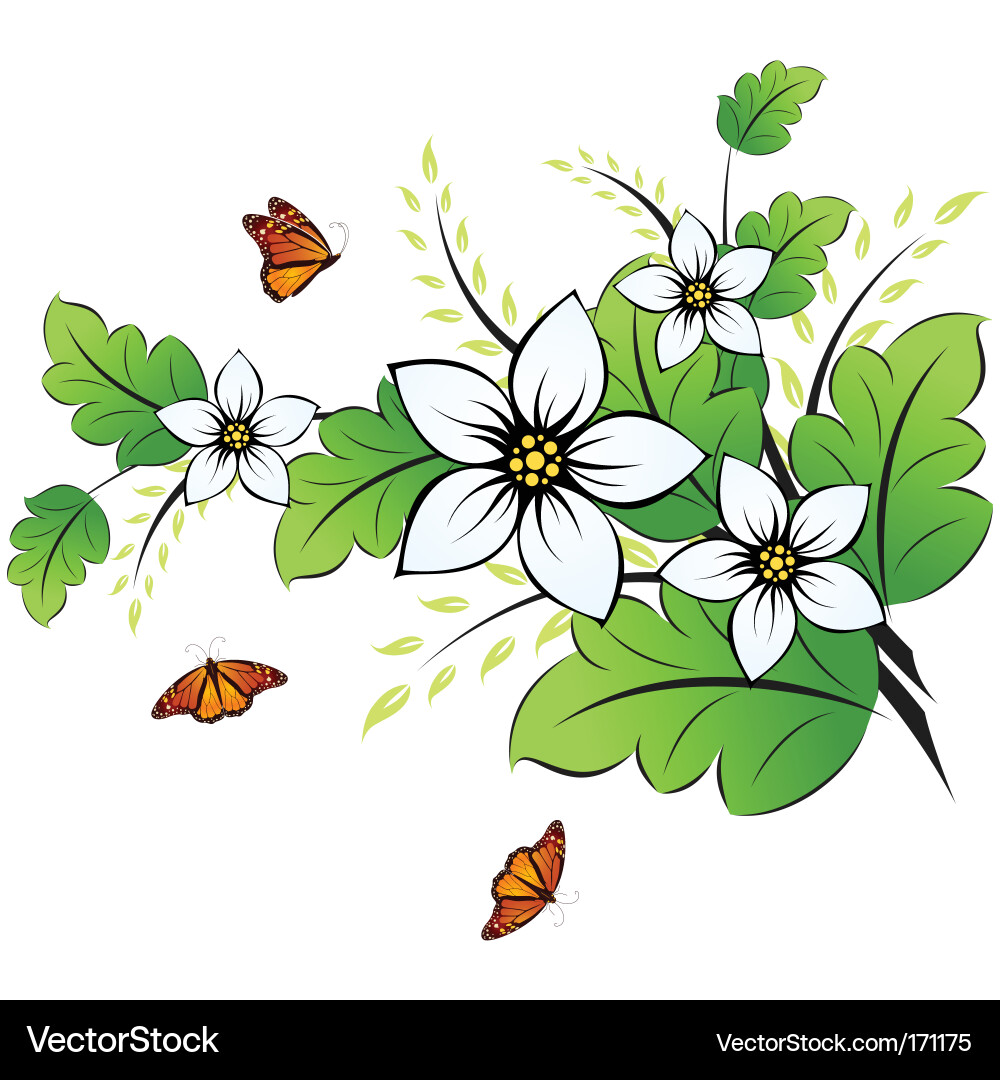 Flower background with butterfly Royalty Free Vector Image