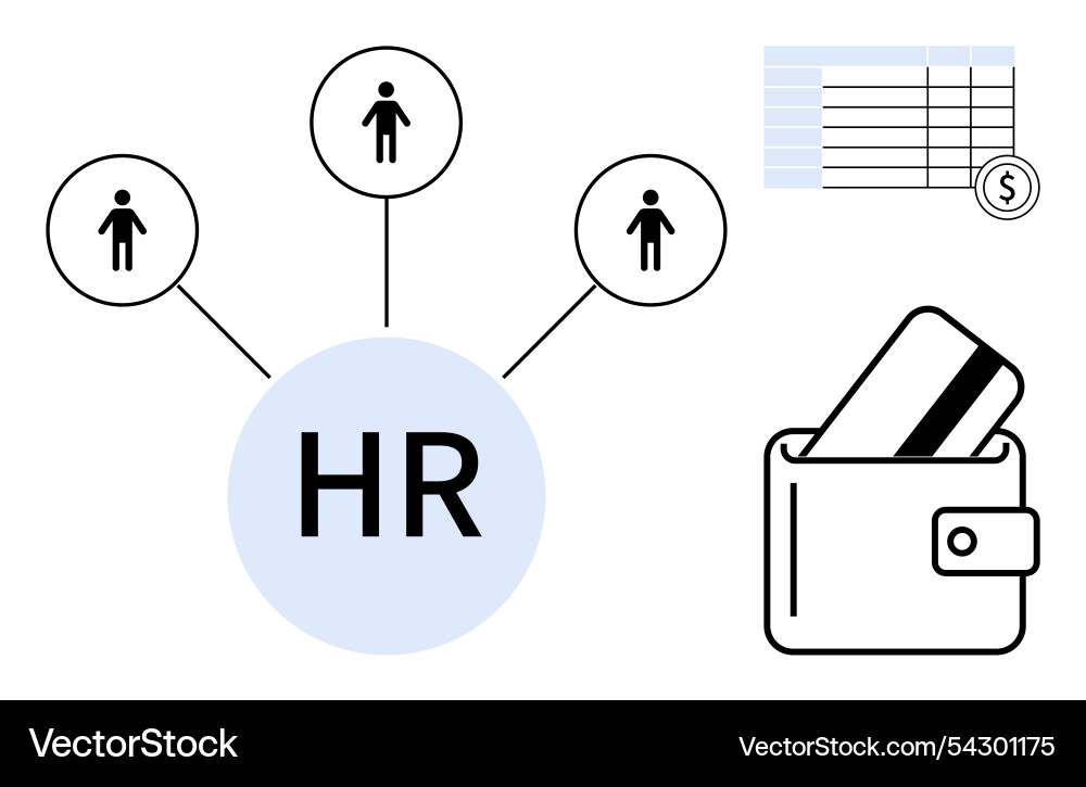 Hr management concept with employee connections Vector Image