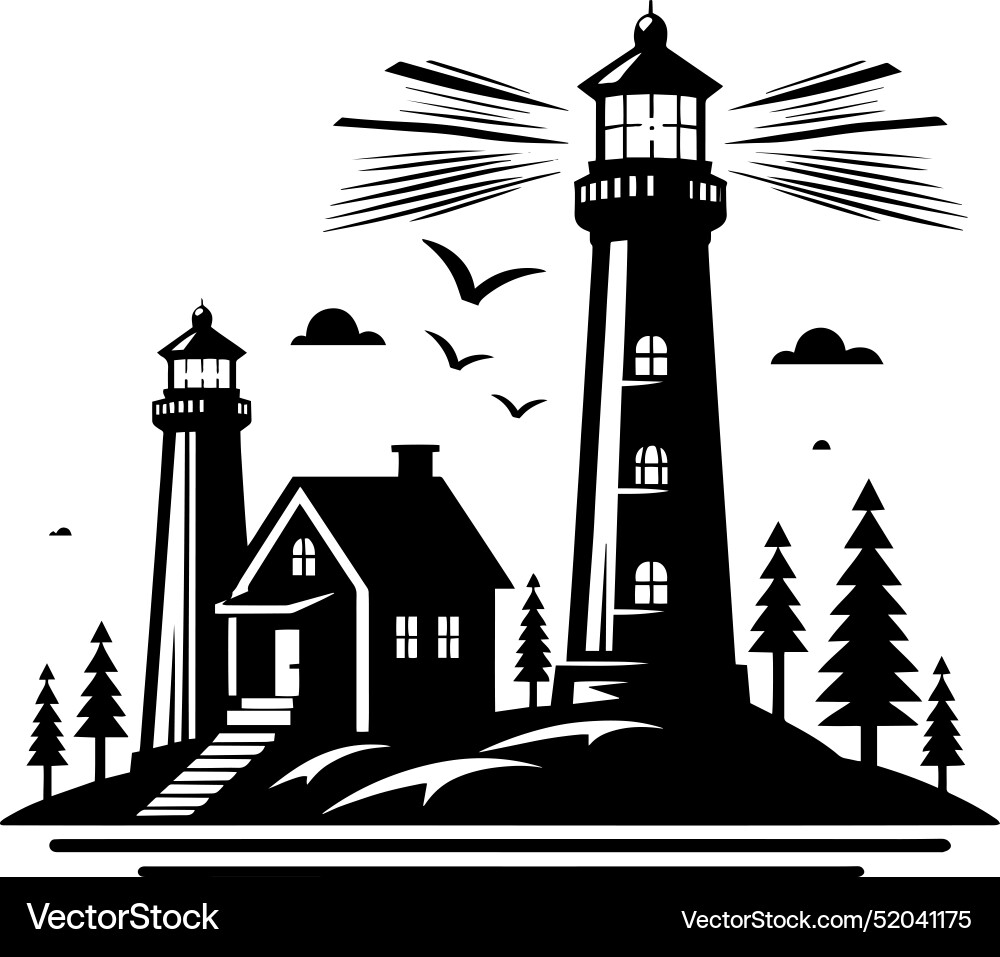Lighthouse silhouette flat isolated on a white Vector Image