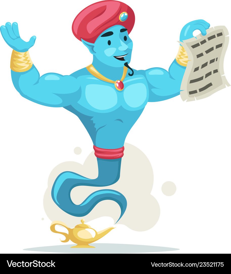 Magic contract arabian genie turban lamp Vector Image