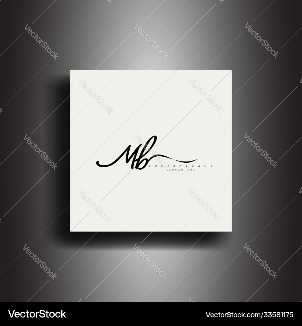 Mb signature style monogramcalligraphic lettering Vector Image