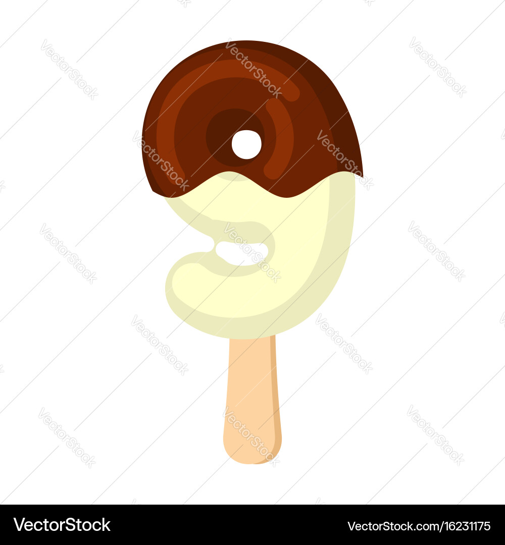 Nummer 9 Eis schriftarten popsicle alphabet neun Vektorbild