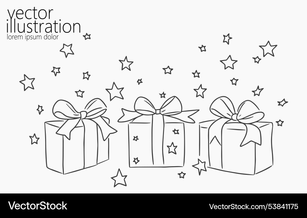 One continuous line art gift ribbon birthday Vector Image