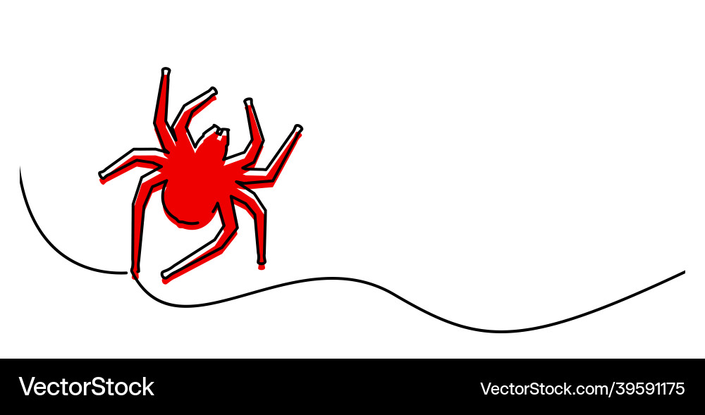 Red spider drawn by single line Royalty Free Vector Image