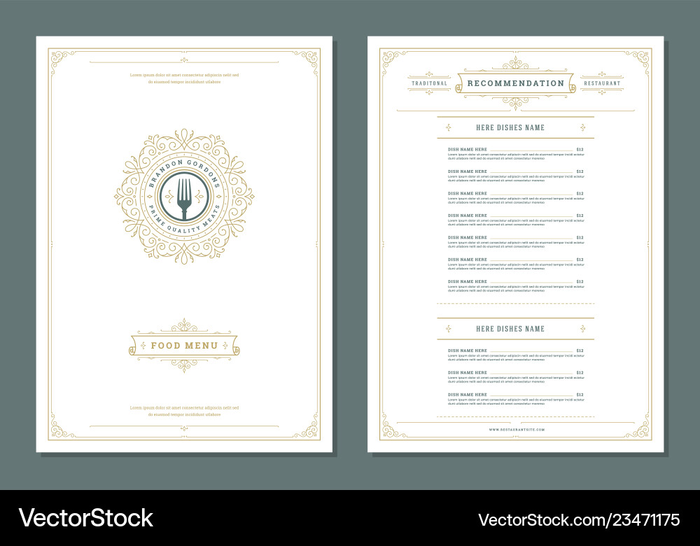 Restaurant menu design and label brochure Vector Image
