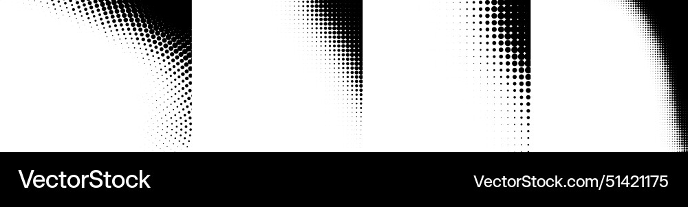 Set of halftone curve corners dot backgrounds Vector Image