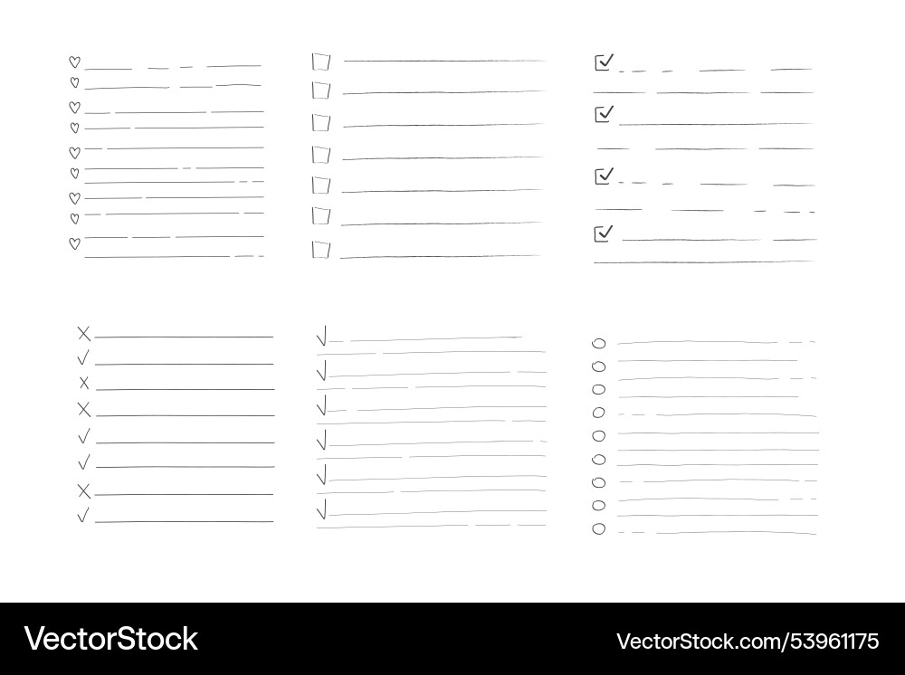 Set zu tun Liste Seite doodle leer Erinnerung Vektorbild