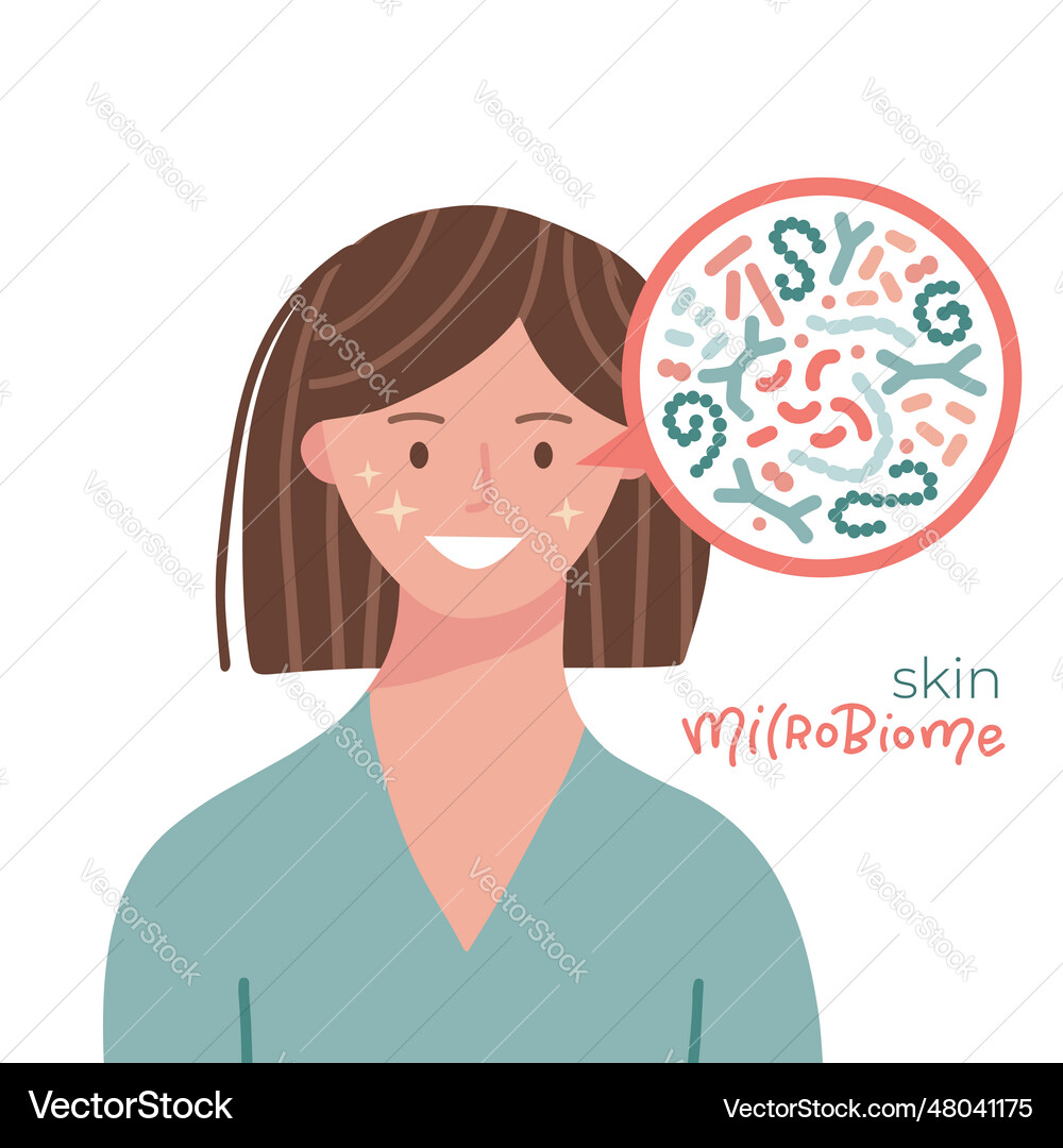 Skin microbiome female face microbiota Royalty Free Vector