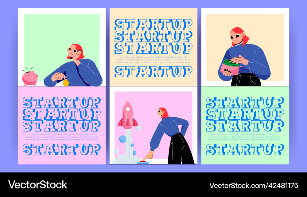 Start up boost new business posters Royalty Free Vector