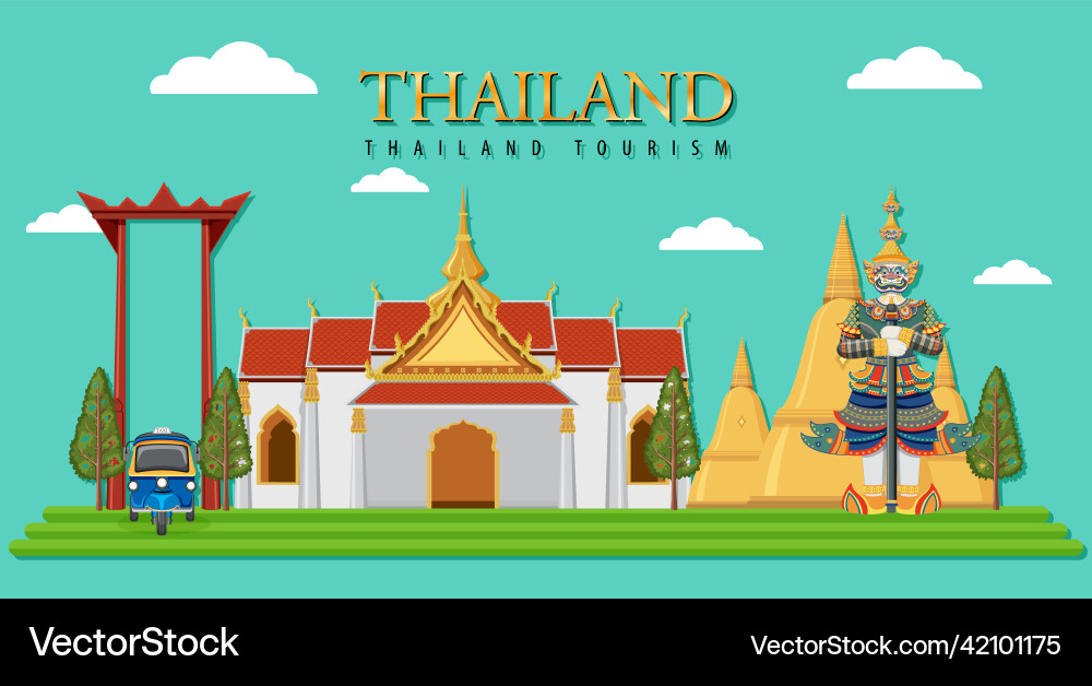 Thailand iconic tourism attraction background Vector Image