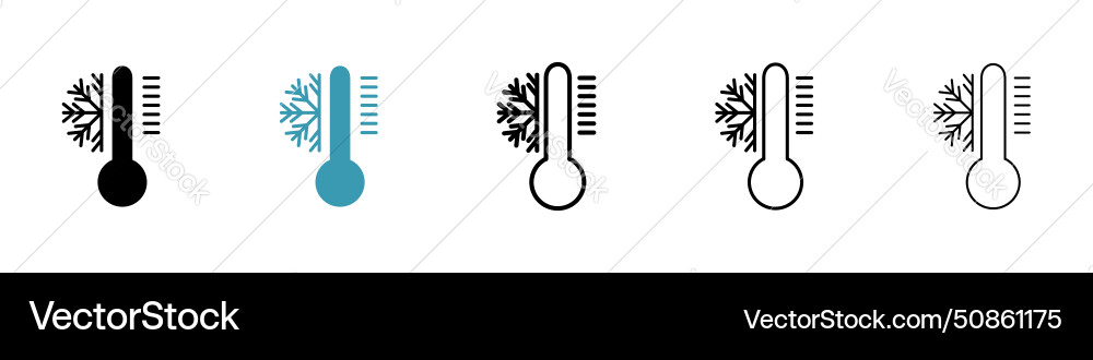 Thermometer cold icon set winter freezing Vector Image
