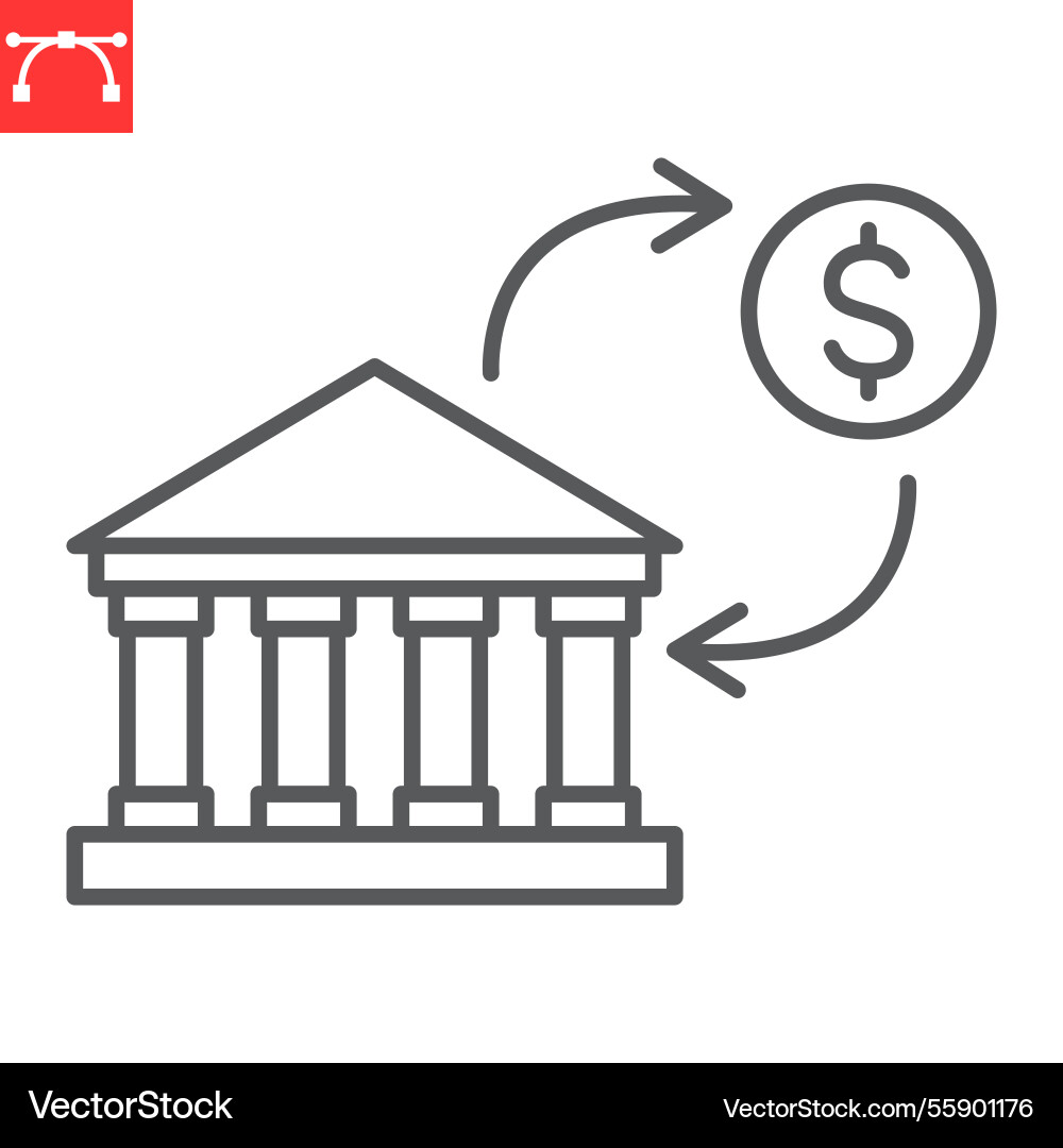 Bank transfer line icon Royalty Free Vector Image