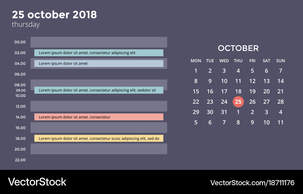 Calendar infographic table chart presentation Vector Image