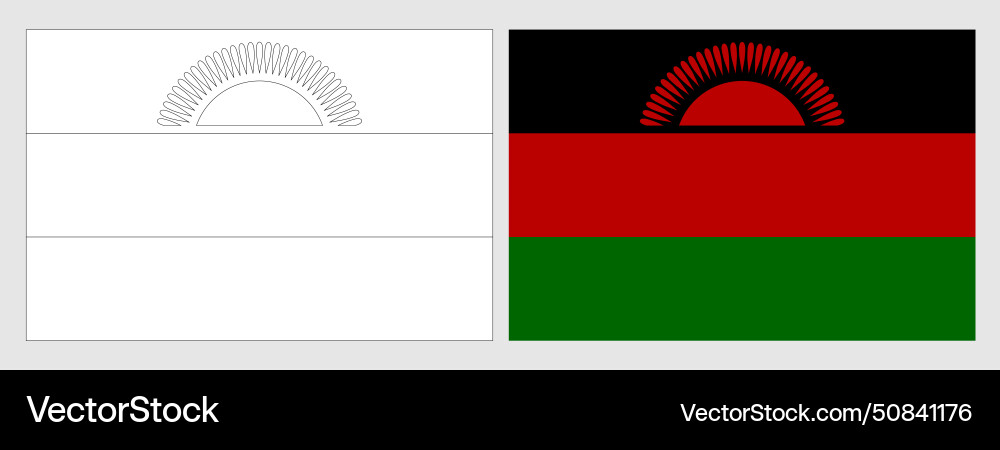 Coloring flag set of malawi Royalty Free Vector Image