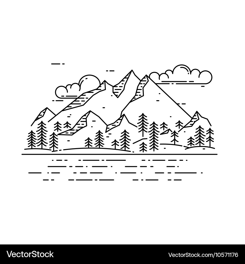 Flat linear landscape Royalty Free Vector Image