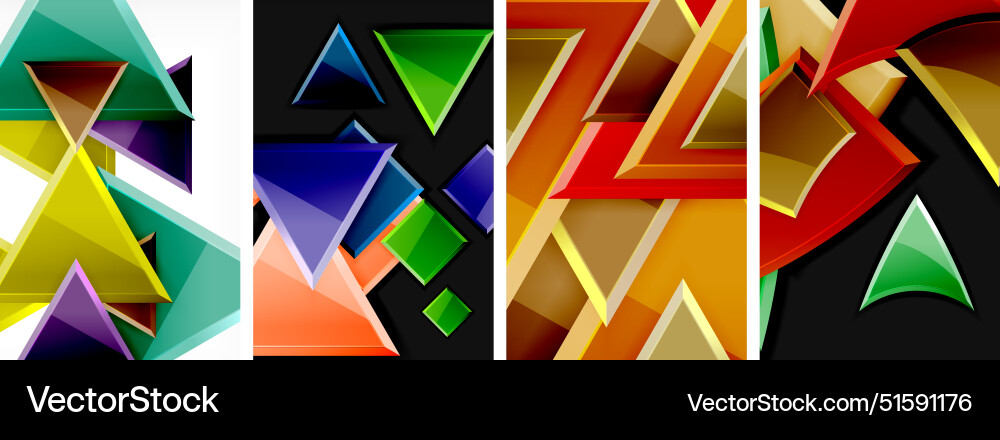 Glossy triangles geometric poster set Royalty Free Vector