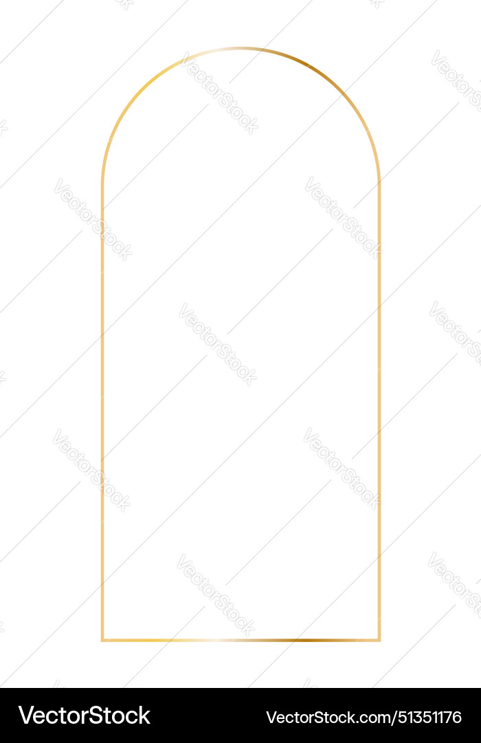 Gold arc long frame outline thin aesthetic Vector Image