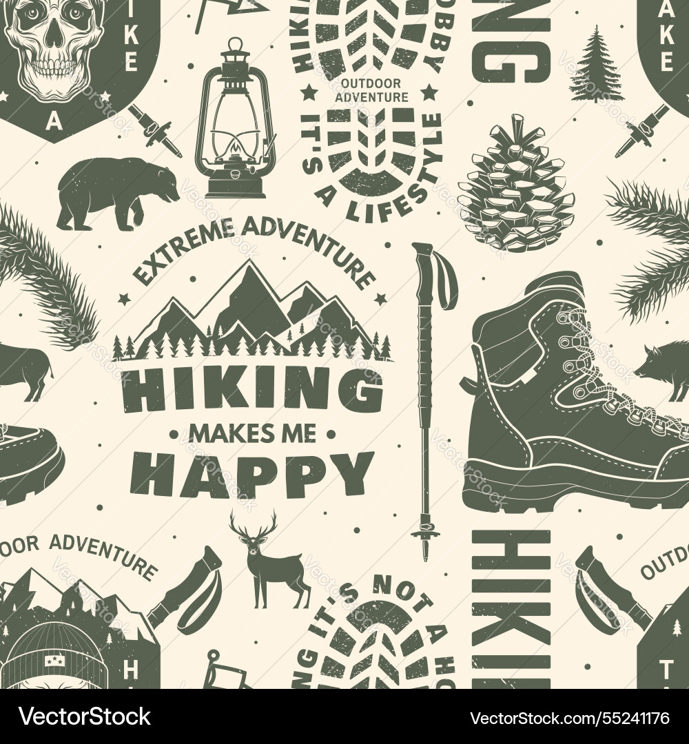 Hiking outdoor adventure seamless pattern Vector Image