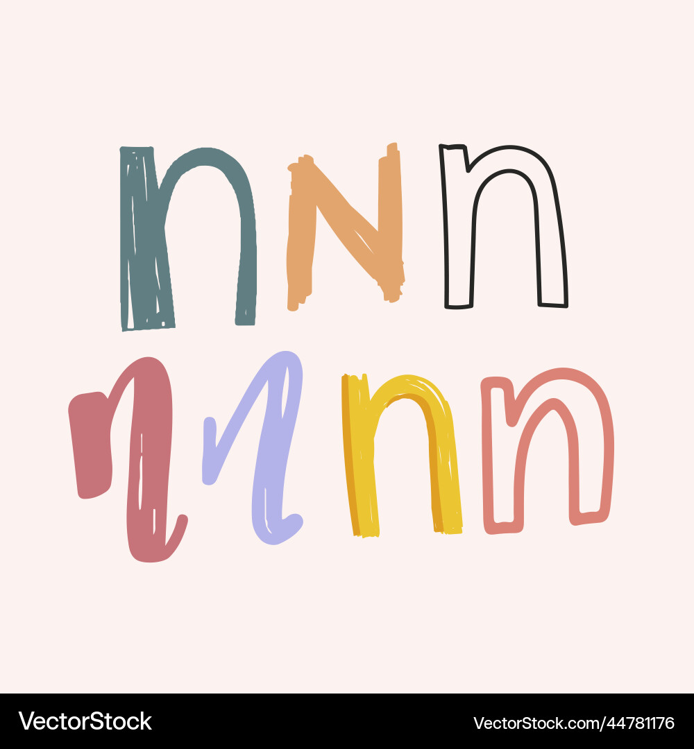 N letter doodle font typography set Royalty Free Vector