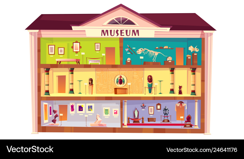 Natural history museum building cartoon Royalty Free Vector