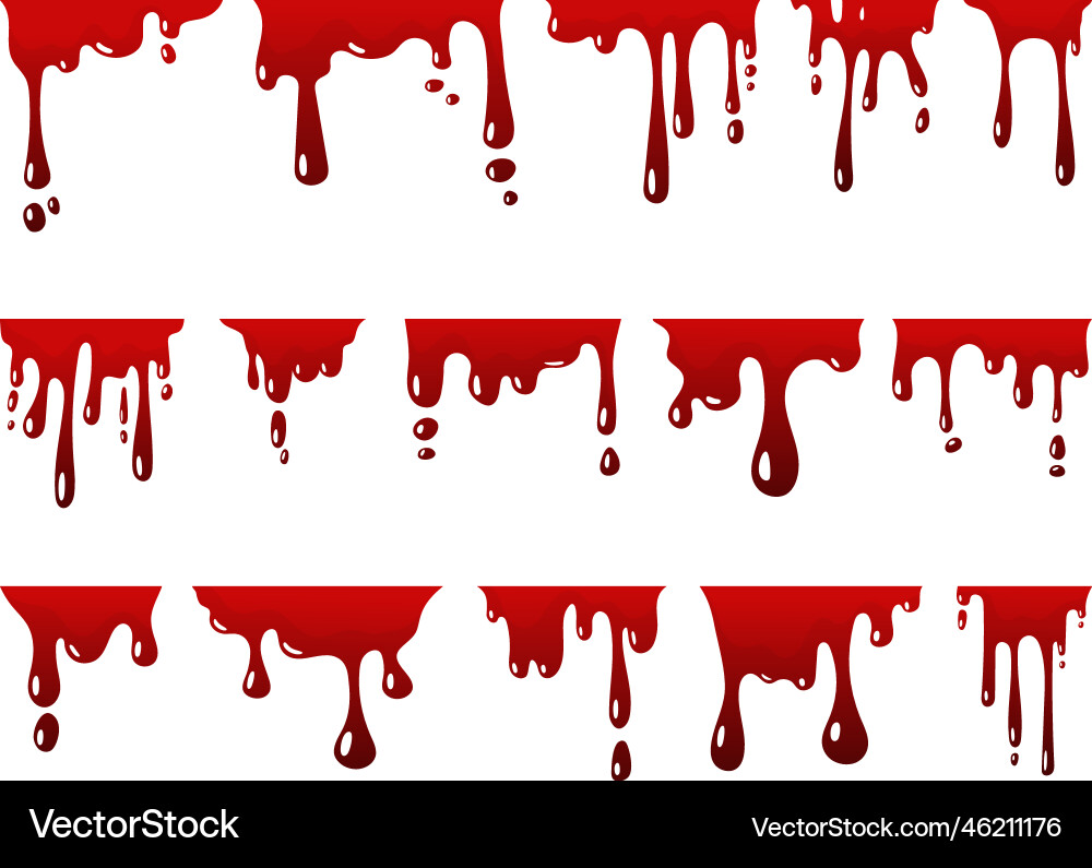 Red dripping blood flowing paint splatter Vector Image