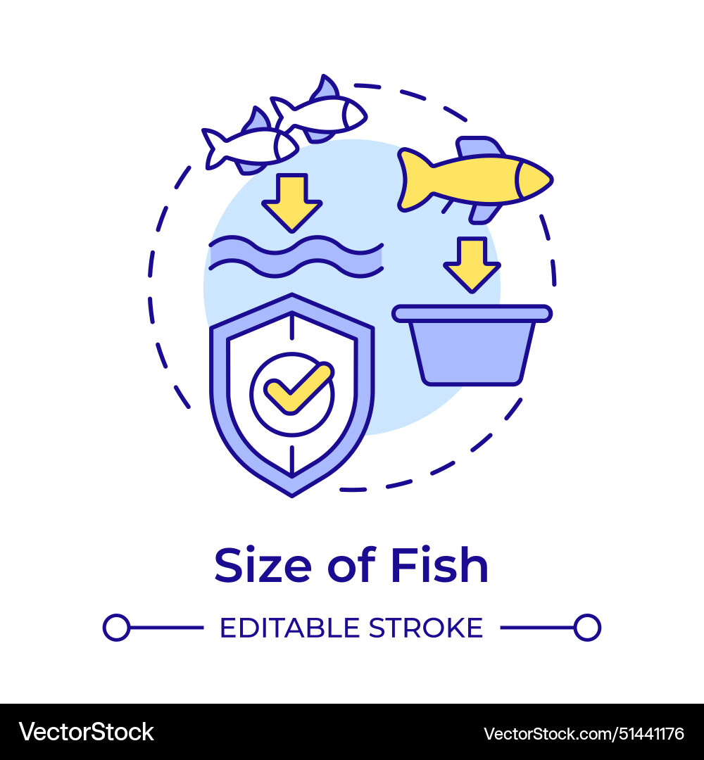 Size of fish multi color concept icon Royalty Free Vector