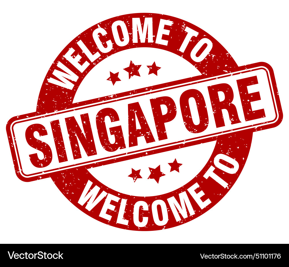 Welcome to singapore stamp round sign Royalty Free Vector