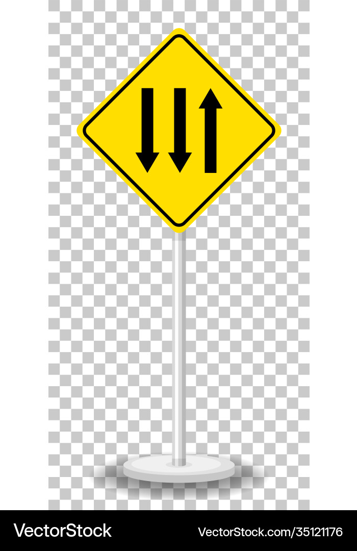 Yellow traffic warning sign on transparent Vector Image