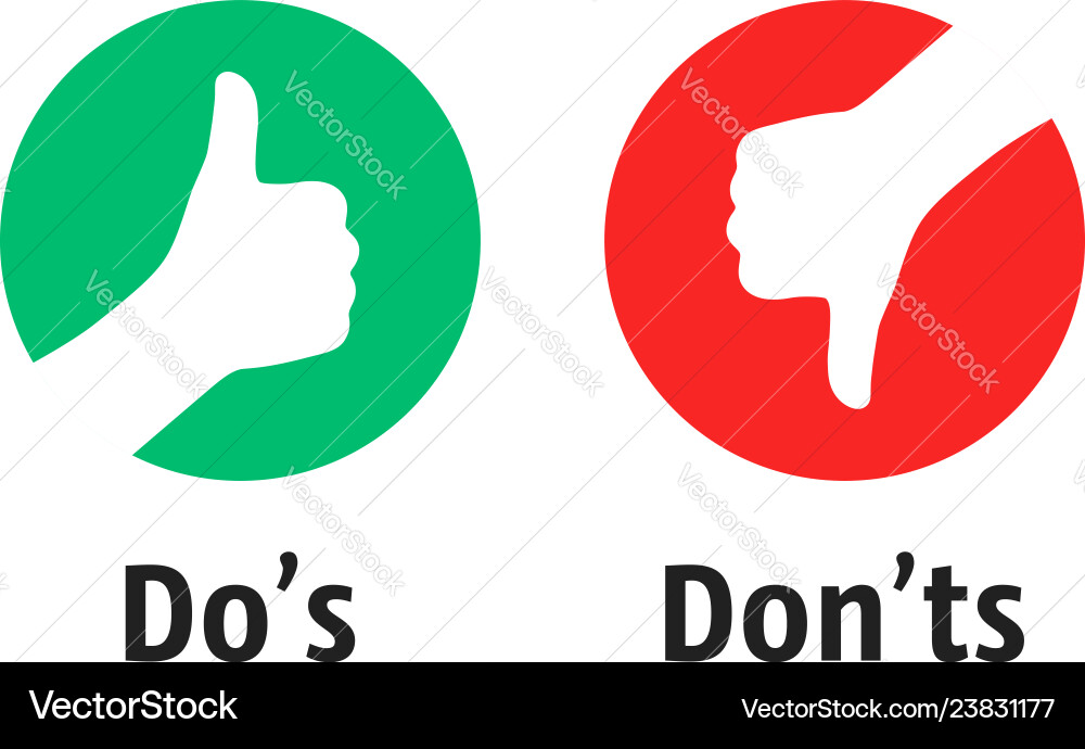 Dos And Donts Like Thumbs Up Or Down Royalty Free Vector