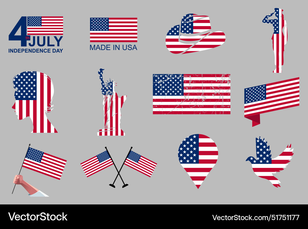 Flag of usa set Royalty Free Vector Image - VectorStock